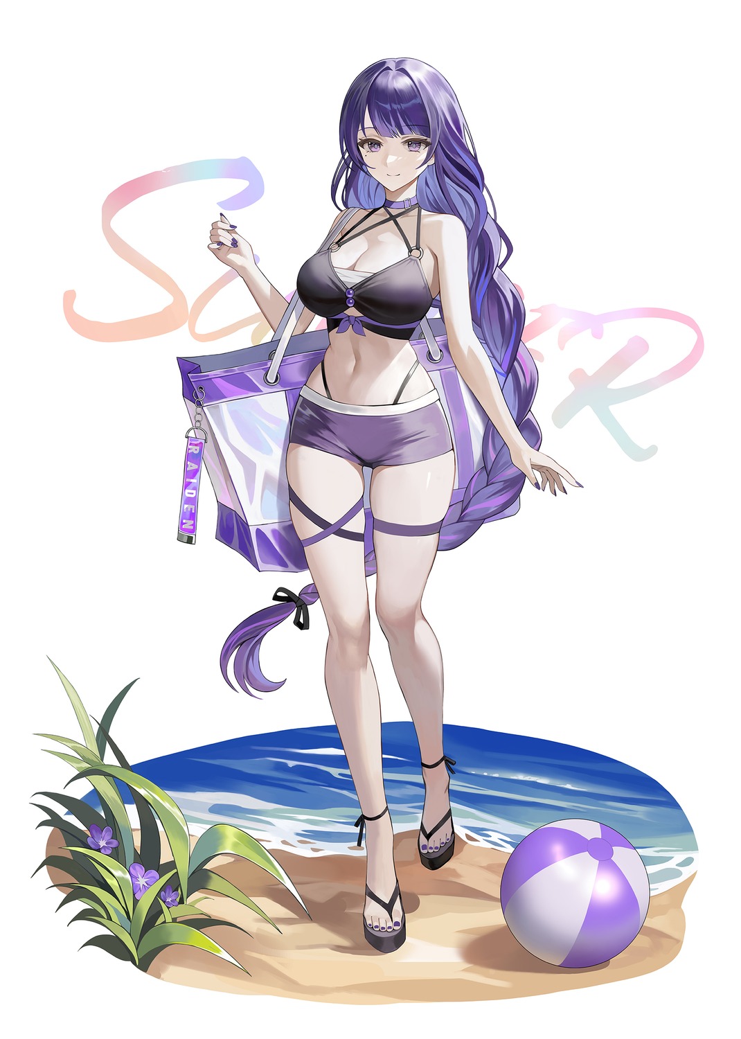 chungla genshin impact raiden shogun bikini garter swimsuits | #1112686 | yande.re